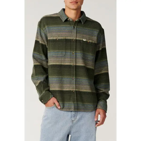 Rip Curl Classic Surf Baja Cotton Flannel Button-up Shirt - Dark Olive