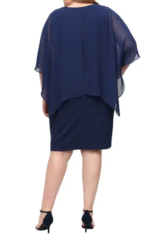 SL FASHIONS Glitter Chiffon Sheath Dress