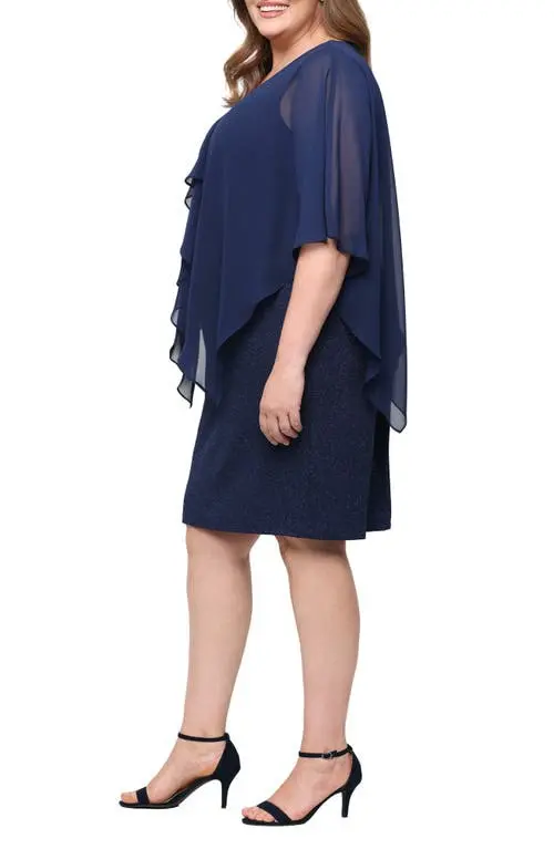 SL FASHIONS Glitter Chiffon Sheath Dress