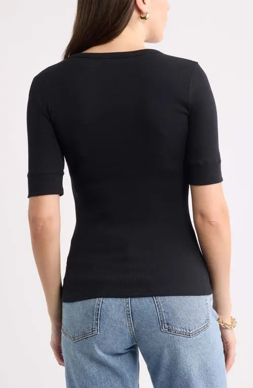 Caslon Scoop Neck Ribbed T-shirt - Black