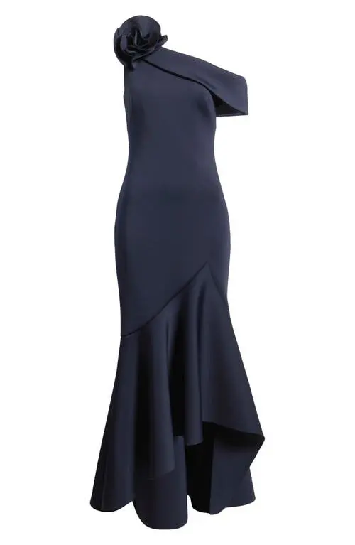 Eliza J Ruffle One-shoulder Gown