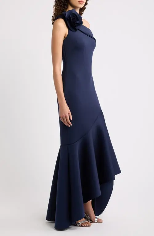 Eliza J One-shoulder Gown With Ruffled Hem