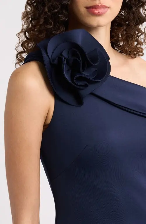 Eliza J One-shoulder Gown With Ruffled Hem