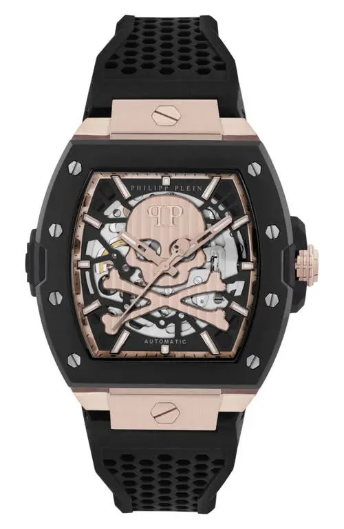 Philipp Plein The $keleton 2.0 Automatic Silicone Strap Watch