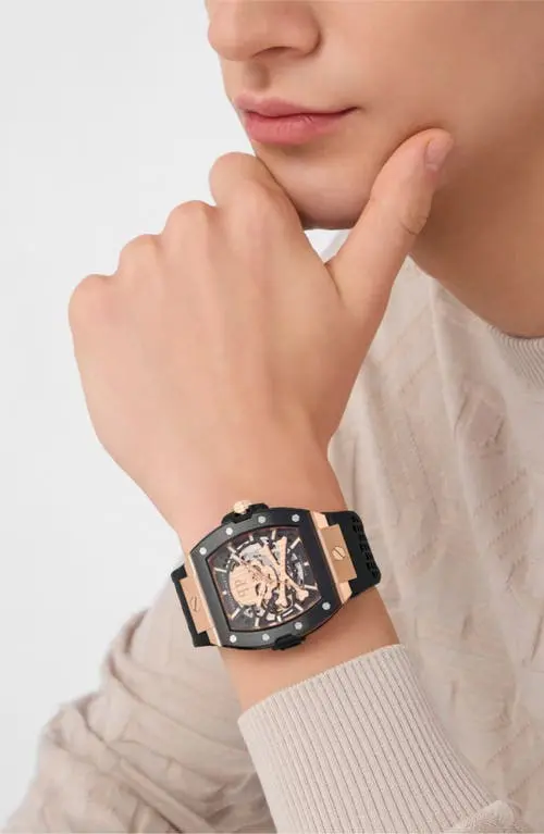 Philipp Plein The $keleton 2.0 Automatic Silicone Strap Watch