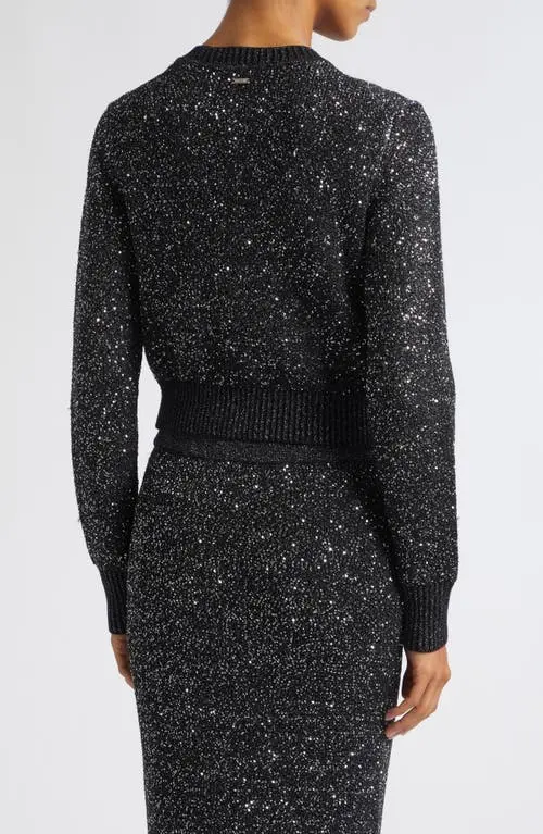 TOCCIN Mollie Sequin Cropped Cardigan - Onyx