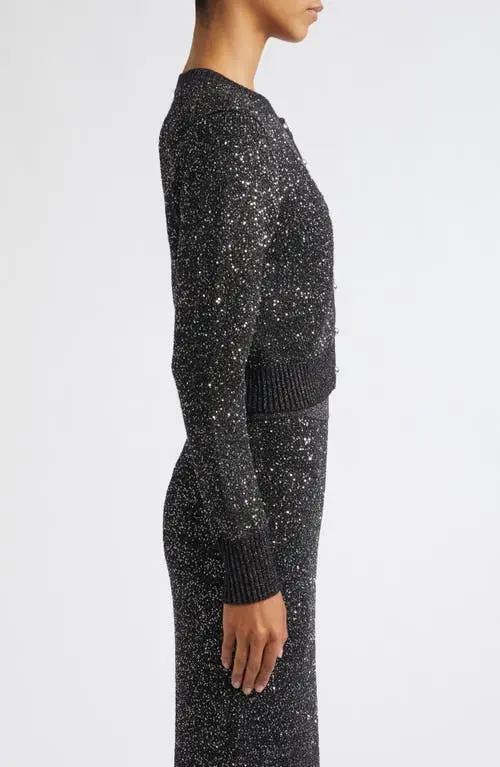 TOCCIN Mollie Sequin Cropped Cardigan - Onyx