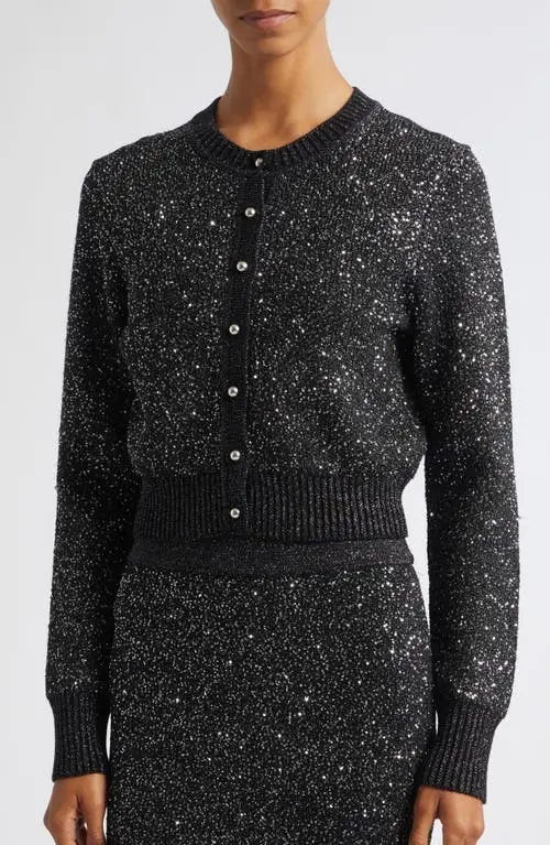 TOCCIN Mollie Sequin Cropped Cardigan - Onyx
