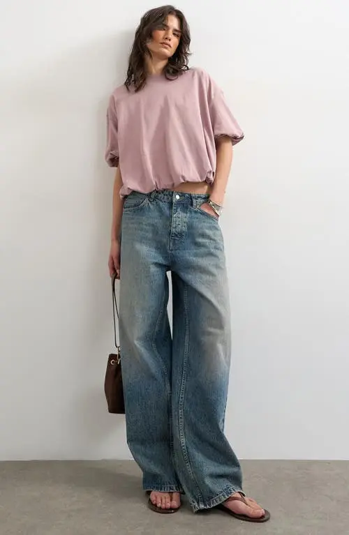 Topshop Bubble Hem Cotton T-shirt - Pink