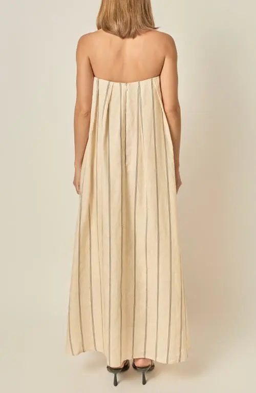 English Factory Strapless Pintuck Striped Maxi Dress