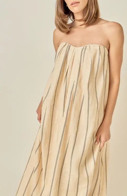 English Factory Strapless Pintuck Striped Maxi Dress