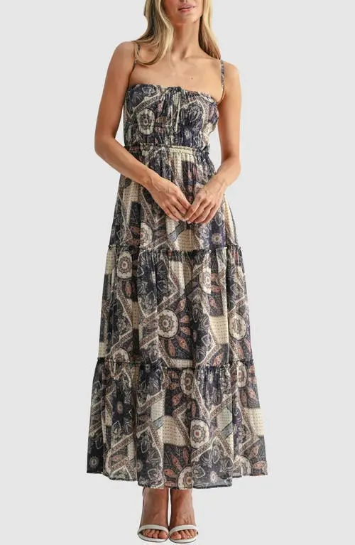 ALL IN FAVOR Backless Tiered Maxi Dress - Cream Multi