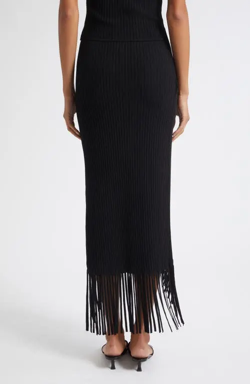 TOCCIN Giana Fringe Asymmetrical Midi Skirt