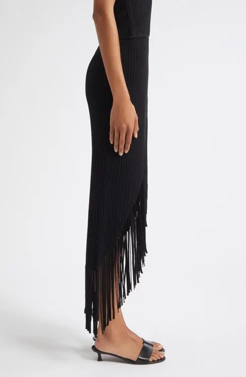 TOCCIN Giana Fringe Asymmetrical Midi Skirt