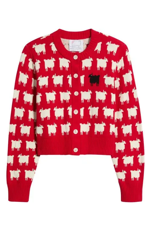 ROWING BLAZERS Cropped Sheep Cotton Cardigan - Red