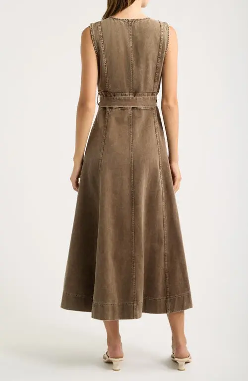 Moon River Western Sleeveless Midi Dress
