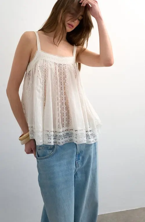 Topshop Broderie And Lace Camisole