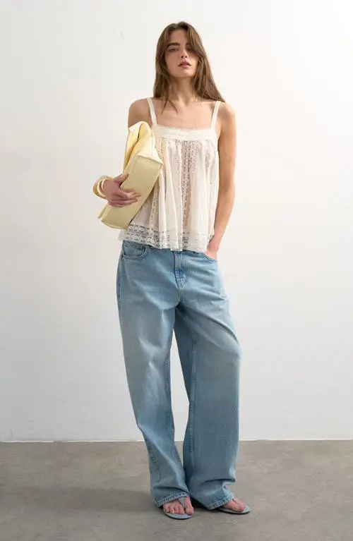 Topshop Broderie And Lace Camisole