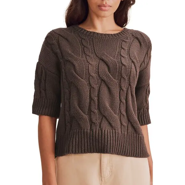 Splendid Rhiannon Cable Knit Sweater - Java Brown