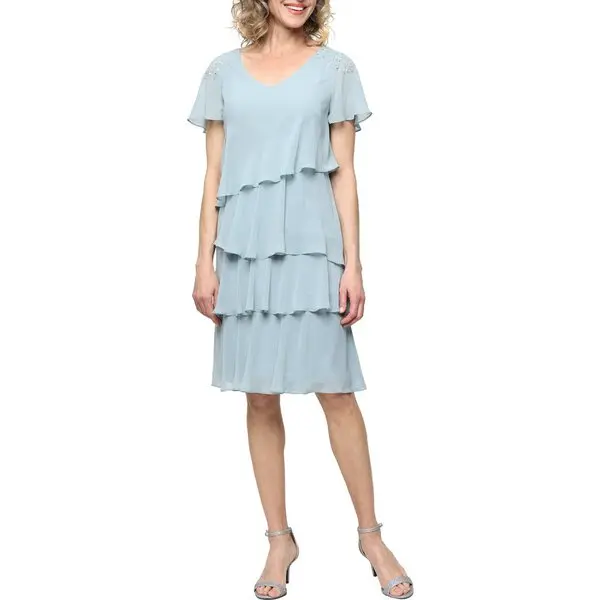 SL FASHIONS Beaded Tiered Dress