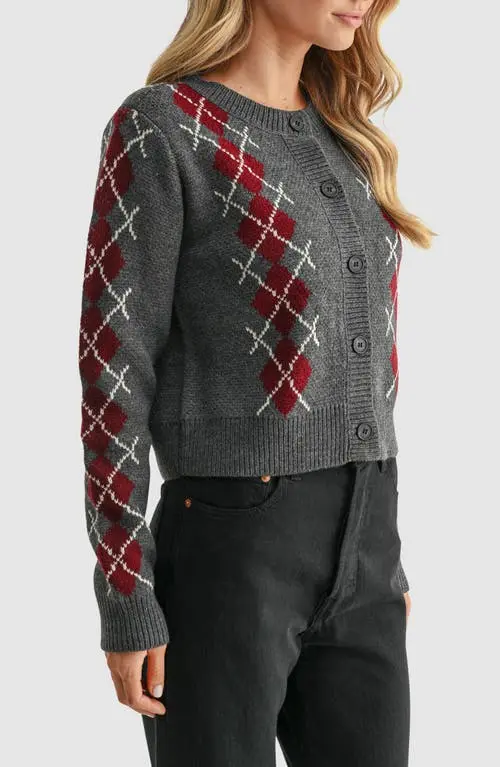 ALL IN FAVOR Argyle Crewneck Cardigan