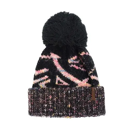TRESPASS Color Block Knitted Beanie With Pom Pom - Black