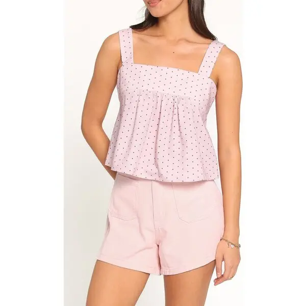 PETAL & PUP Bronti Polka Dot Square Neck Top