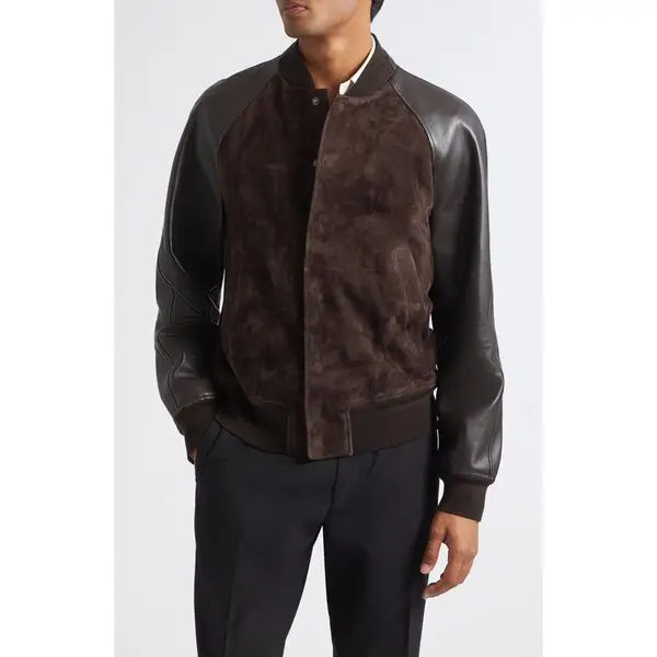 TOM FORD Suede & Leather Bomber Jacket