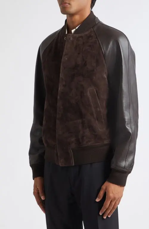 TOM FORD Suede & Leather Bomber Jacket