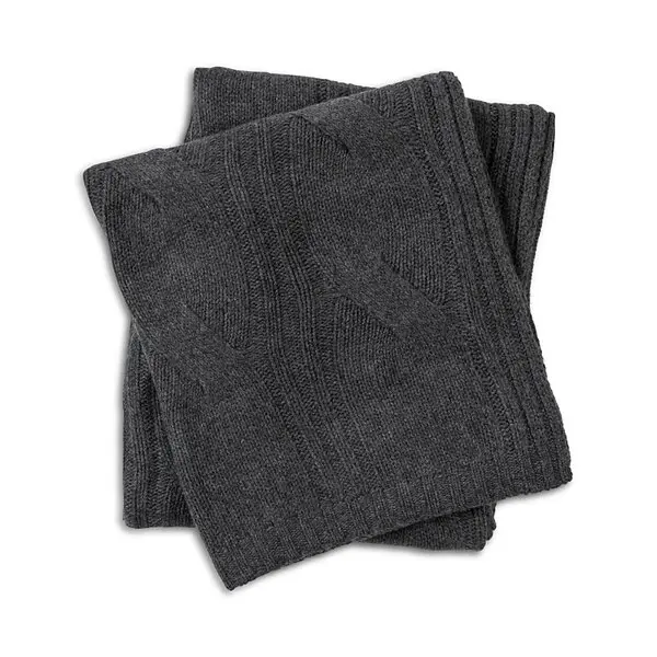Sofia Cashmere Cable Knit Throw Blanket - Charcoal
