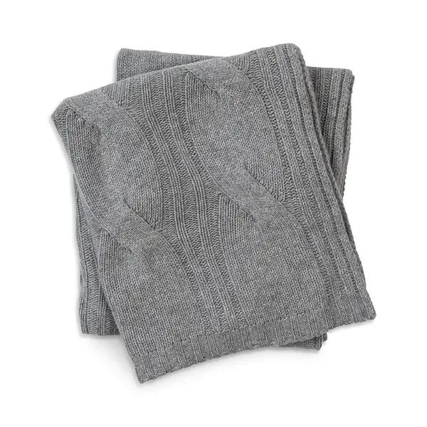 Sofia Cashmere Cable Knit Throw Blanket - Heather Grey