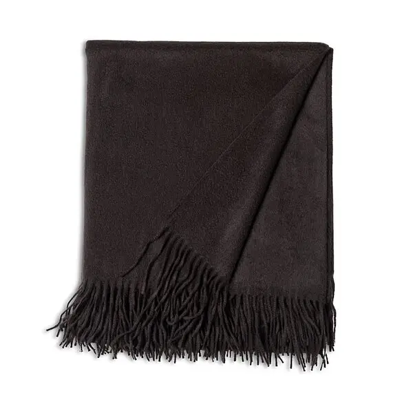 Sofia Cashmere Fringed Throw Blanket - Chocolate