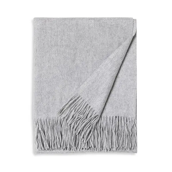 Sofia Cashmere Fringed Throw Blanket - Heather Grey