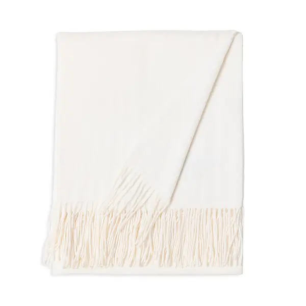 Sofia Cashmere Fringed Throw Blanket - Ivory