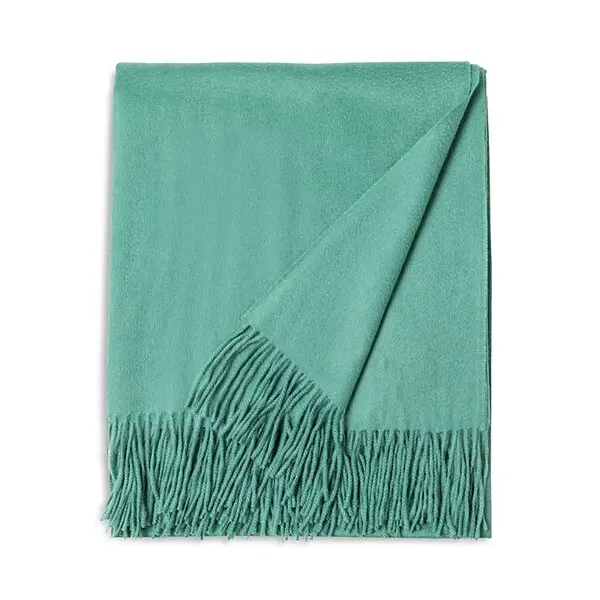 Sofia Cashmere Fringed Throw Blanket - Sage