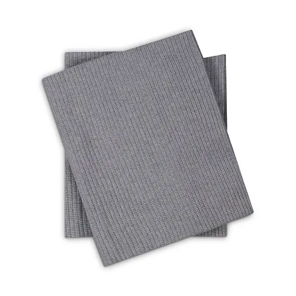 Sofia Cashmere Shaker Ribbed Throw Blanket - Heather Grey