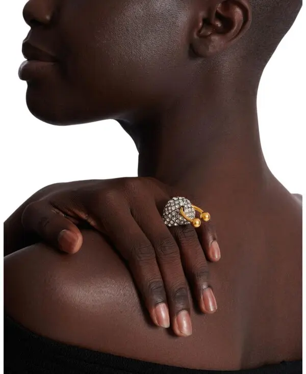 Balmain Piercing Brass And Rhinestone Ring