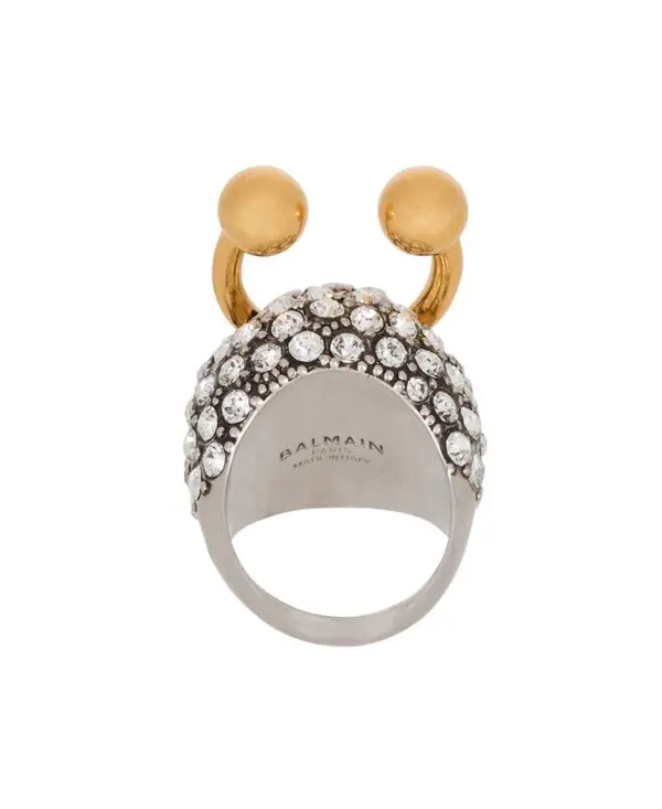 Balmain Piercing Brass And Rhinestone Ring