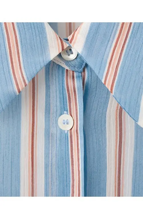 Mango Stripe Scarf Hem Button-up Shirt