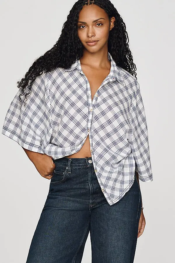 PILCRO Cotton Cape-sleeve Blouse
