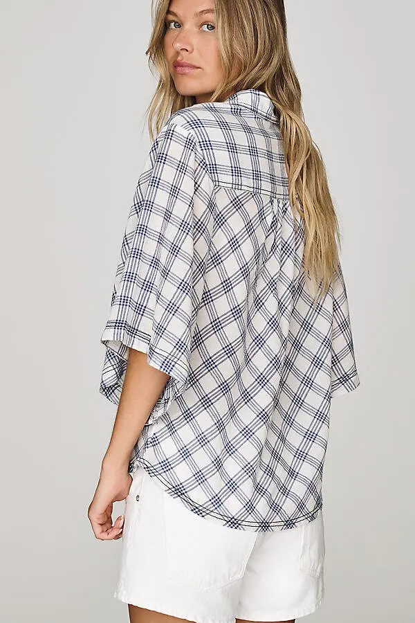 PILCRO Cotton Cape-sleeve Blouse