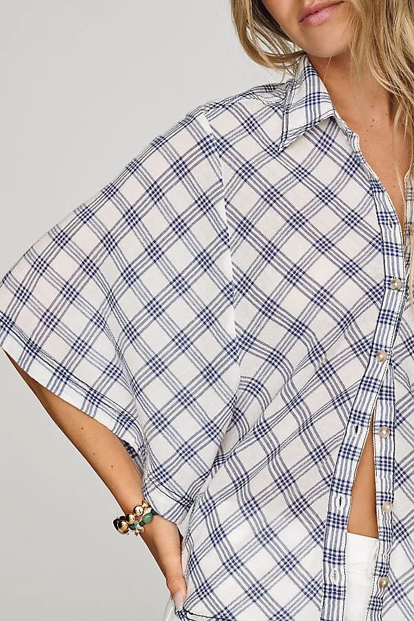 PILCRO Cotton Cape-sleeve Blouse