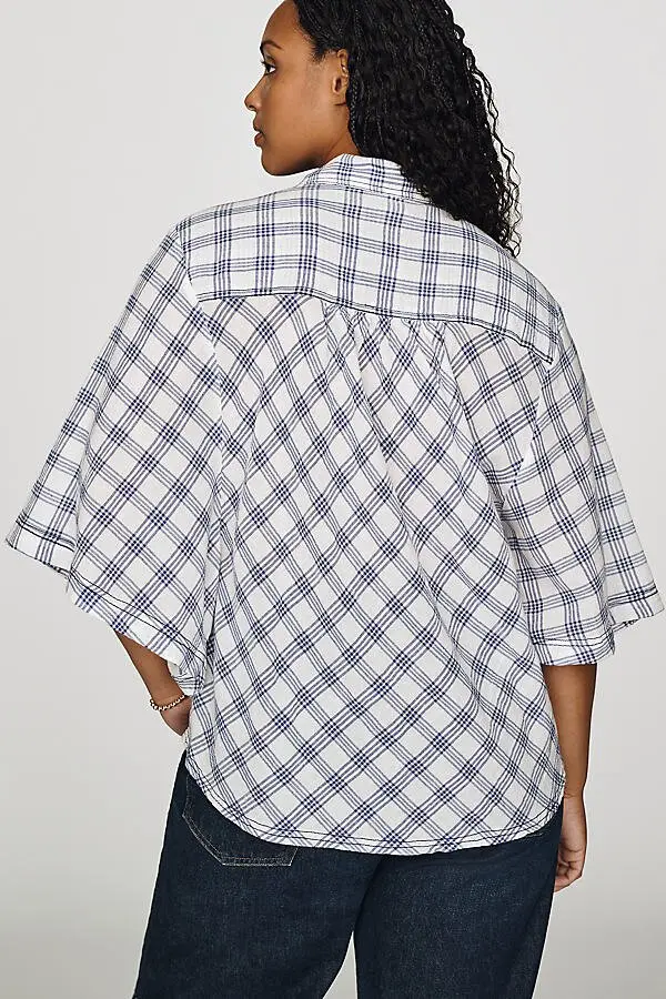 PILCRO Cotton Cape-sleeve Blouse
