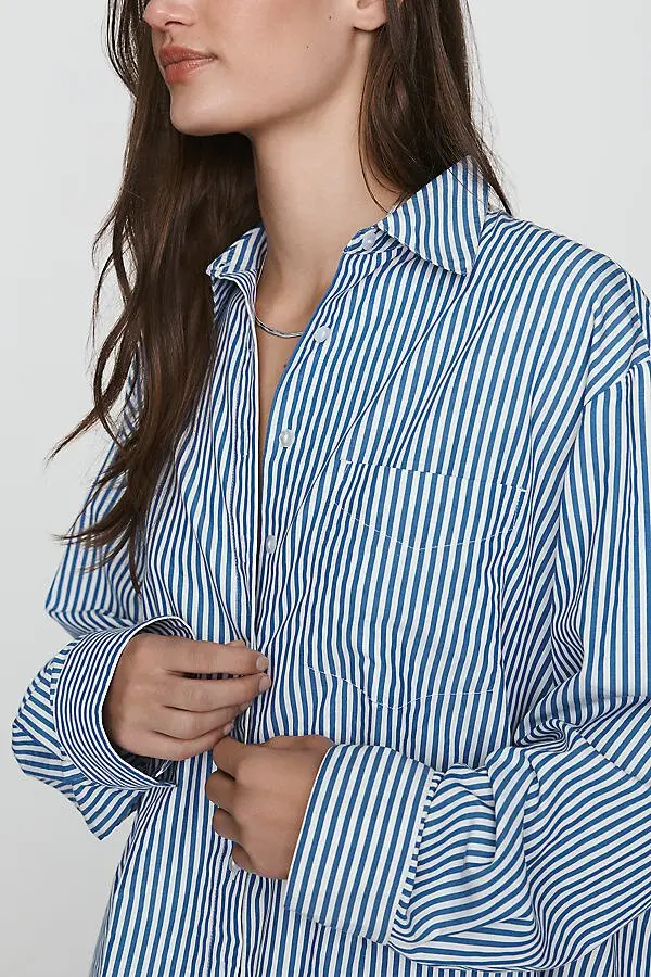Maeve Shrunken Button-down Shirt With Stripes