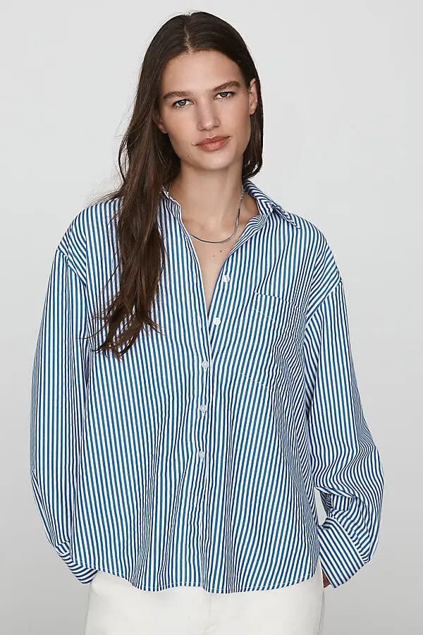 Maeve Shrunken Button-down Shirt With Stripes