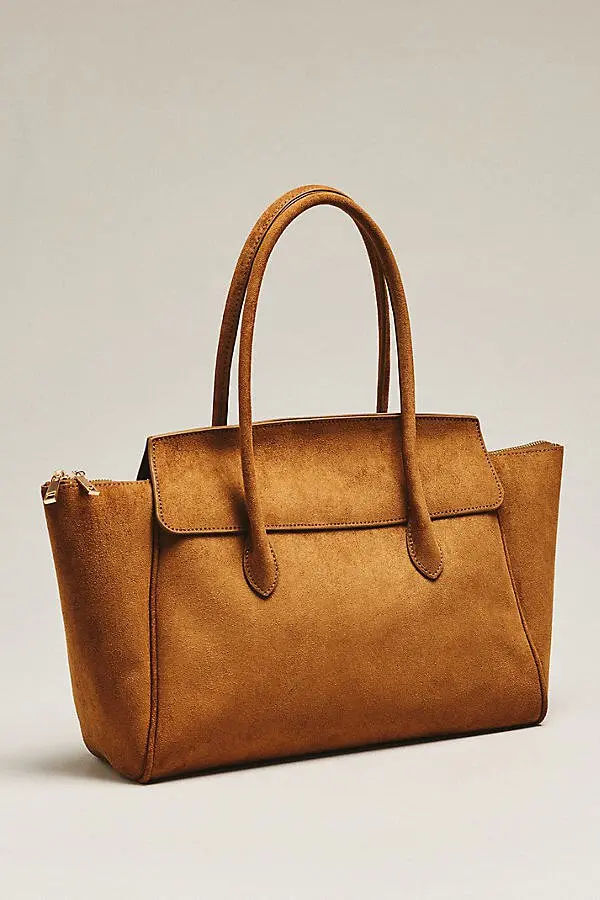 Anthropologie Structured Foldover Satchel - Tan