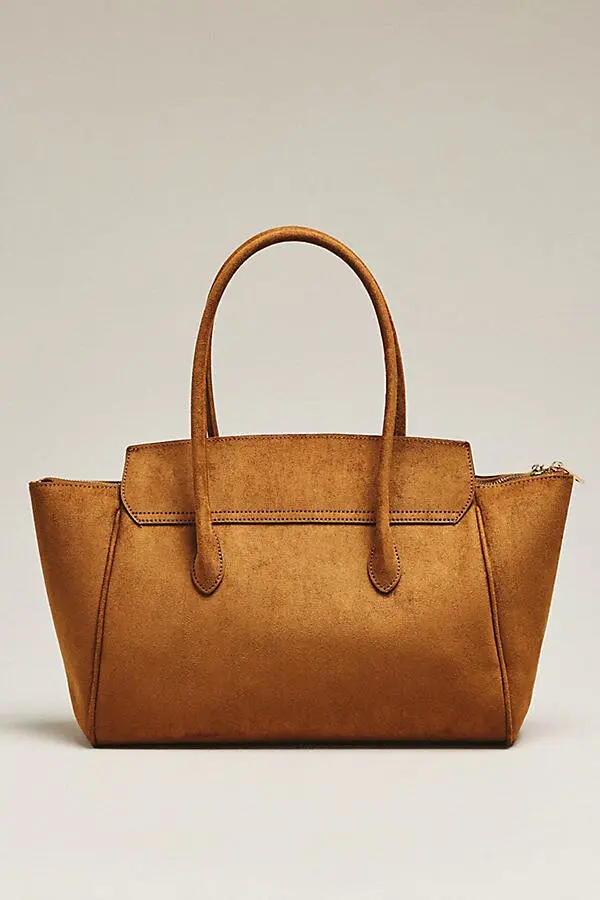 Anthropologie Structured Foldover Satchel - Tan