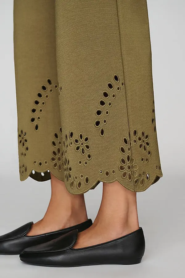 Maeve Colette Knit Cutwork High-rise Wide-leg Cropped Pants