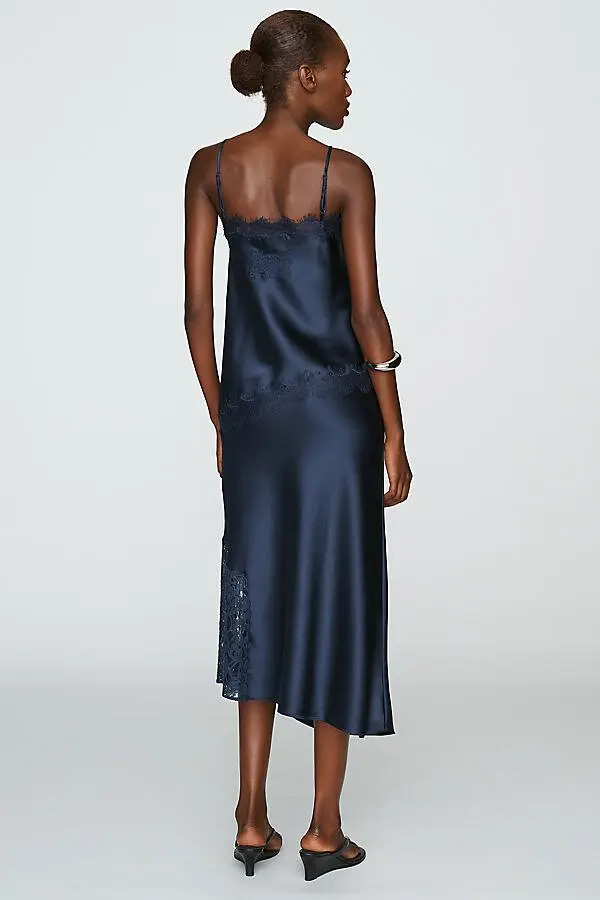 DAMSON MADDER Elea Satin And Lace Midi Skirt