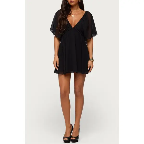 EDIKTED Rosalee Chiffon Babydoll Minidress